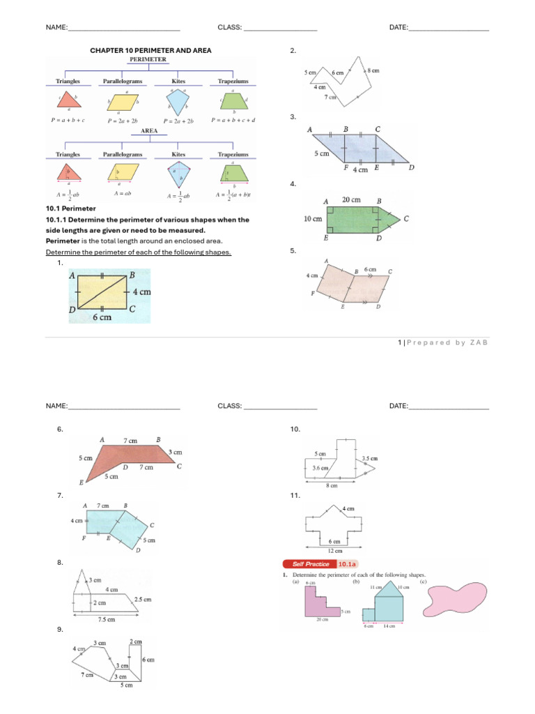 Chapter 10: Perimeter and Area | PDF | Area | Rectangle