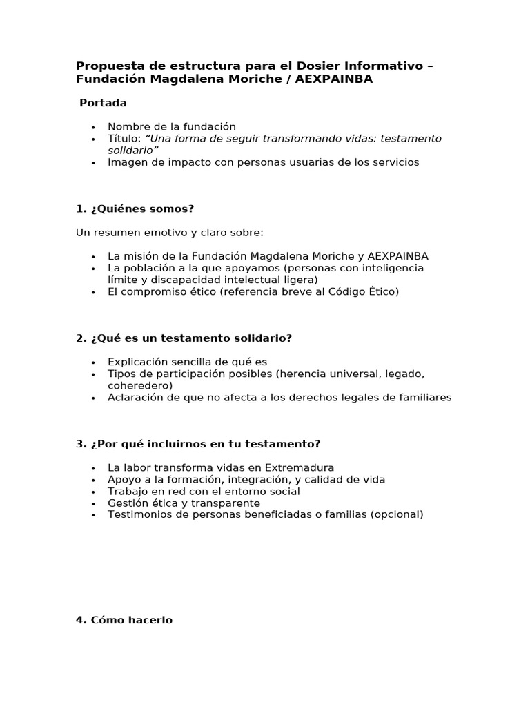 Propuesta de Estructura para El Dosier Informativo | PDF