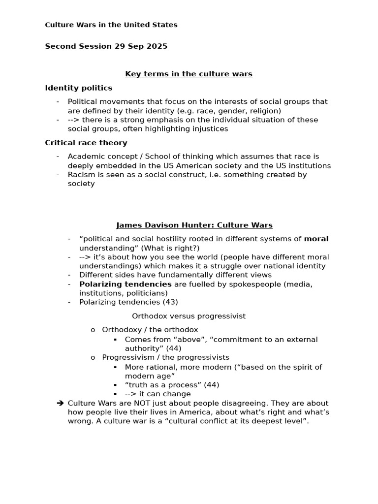 Understanding U.S. Culture Wars | PDF