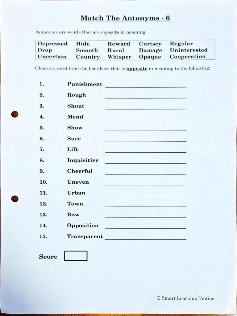 Match The Antonyms 6 | PDF