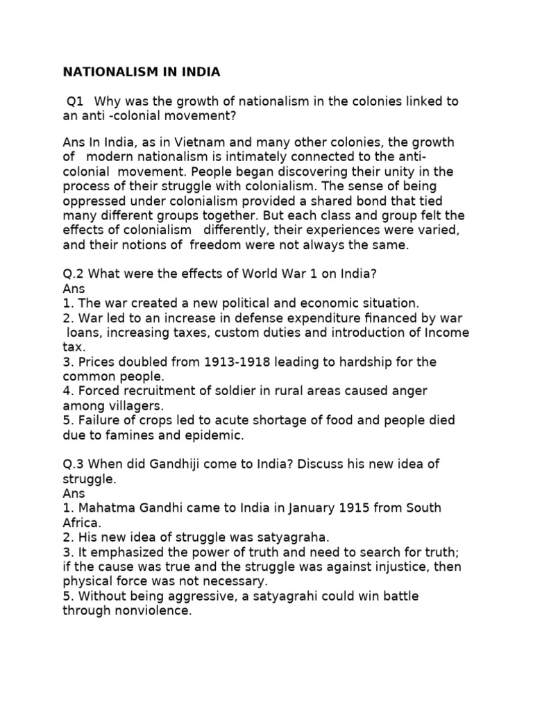 Assignment, Nationalism in India | PDF | Mahatma Gandhi | Indian ...