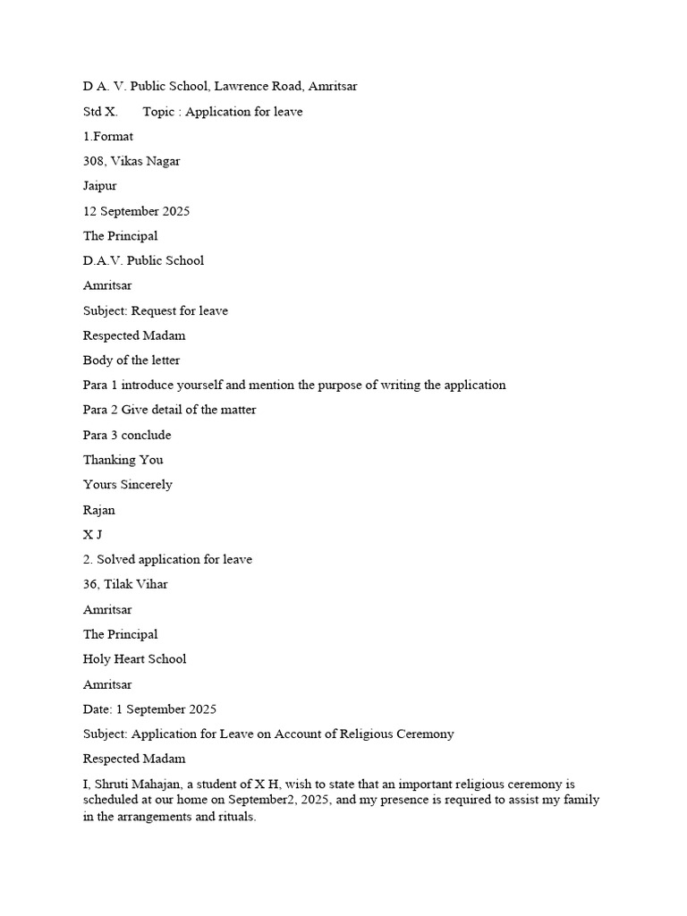 Leave Application Guide for Students | PDF
