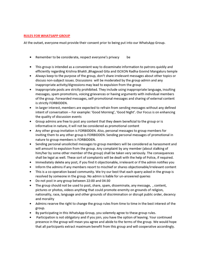 Rules For Whatsapp Group1 | PDF | Justice | Crime & Violence