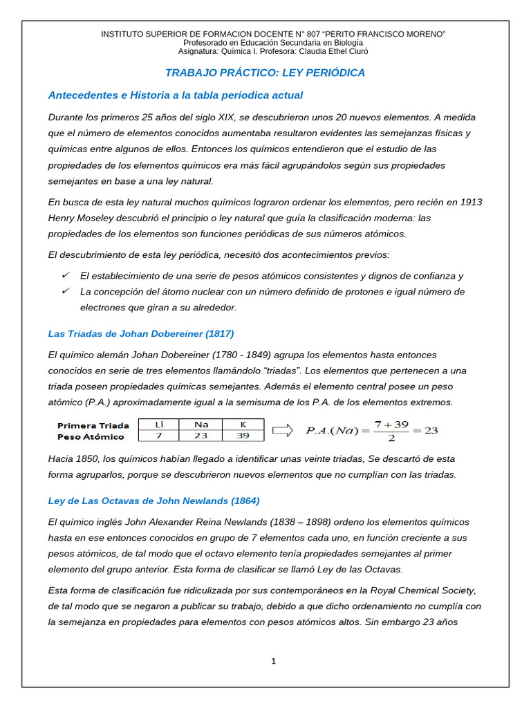 Qca i Tp Ley Periodica 2022 (1) | PDF | Tabla periódica | Enlace iónico