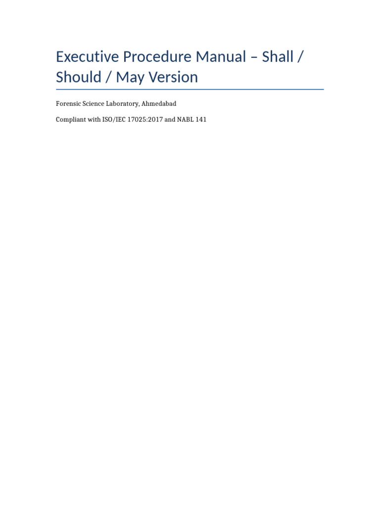 Forensic Lab Executive Procedures Manual | PDF | Calibration