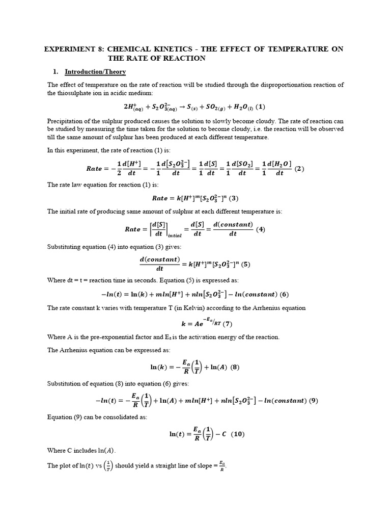 Temperature Effects on Reaction Rate | PDF | Chemical Reactions ...