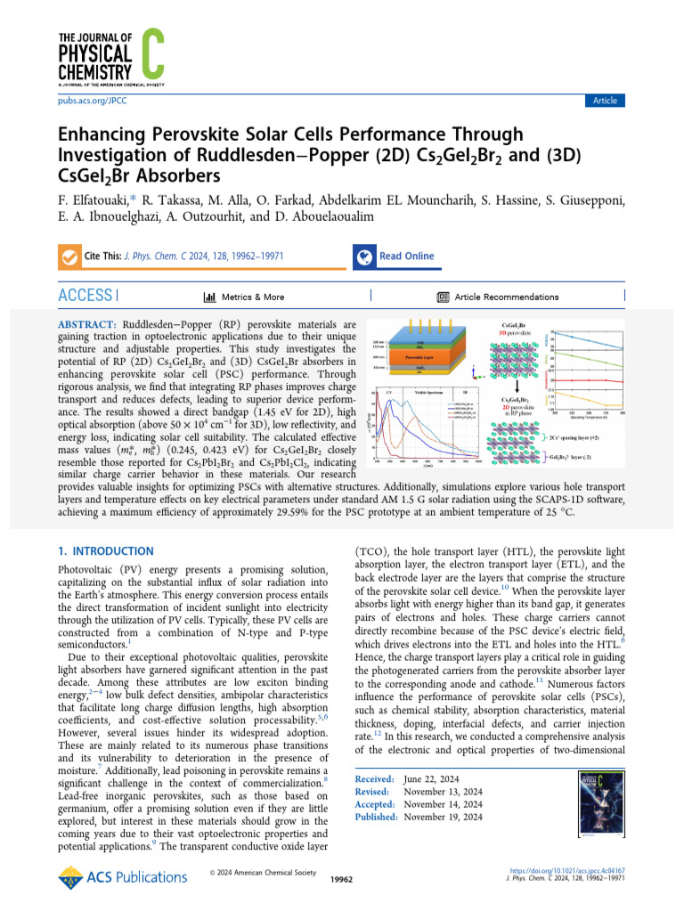 Enhancing Perovskite Solar Cells with RP Absorbers | PDF | Solar Cell ...