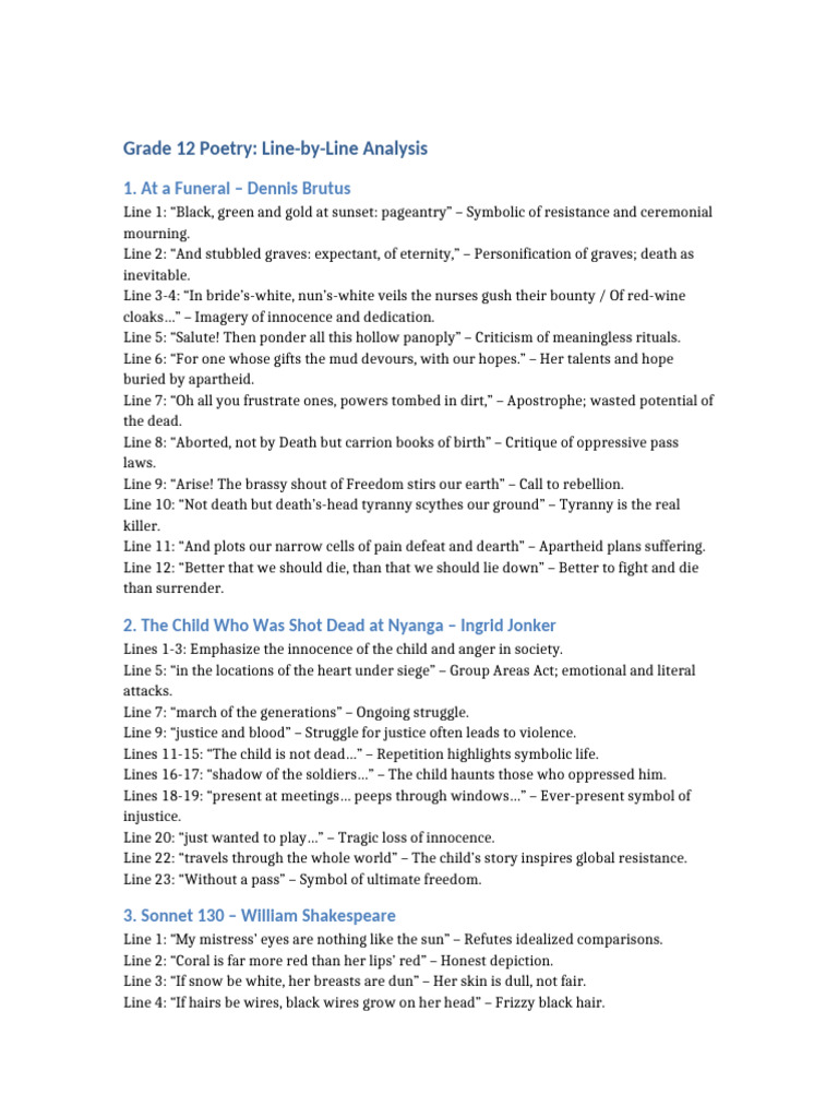 Line-by-Line Poetry Analysis Guide | PDF