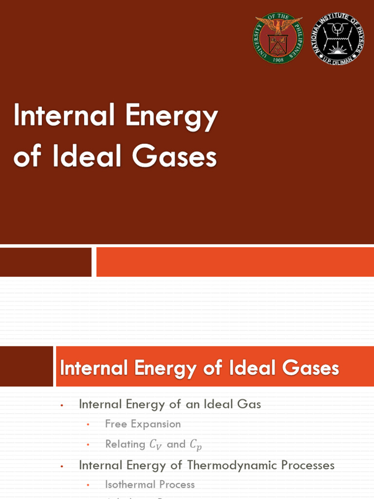 L09 - Internal Energy of Ideal Gases | PDF | Gases | Heat