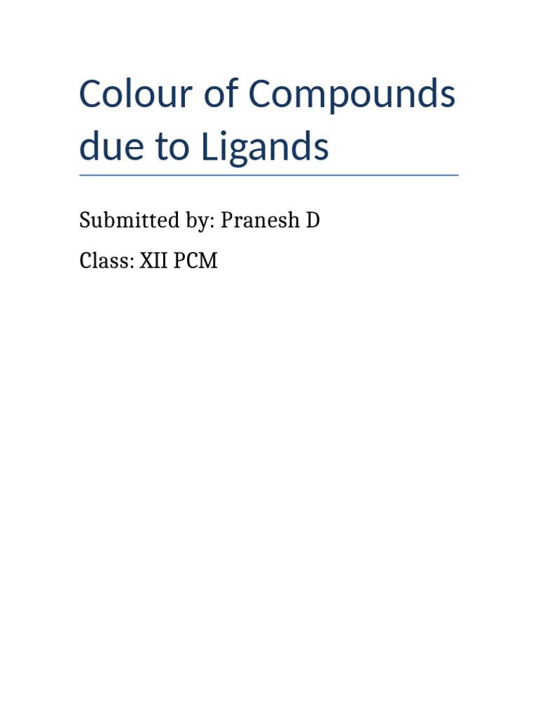 Ligand Effects on Transition Metal Colors | PDF | Coordination Complex ...