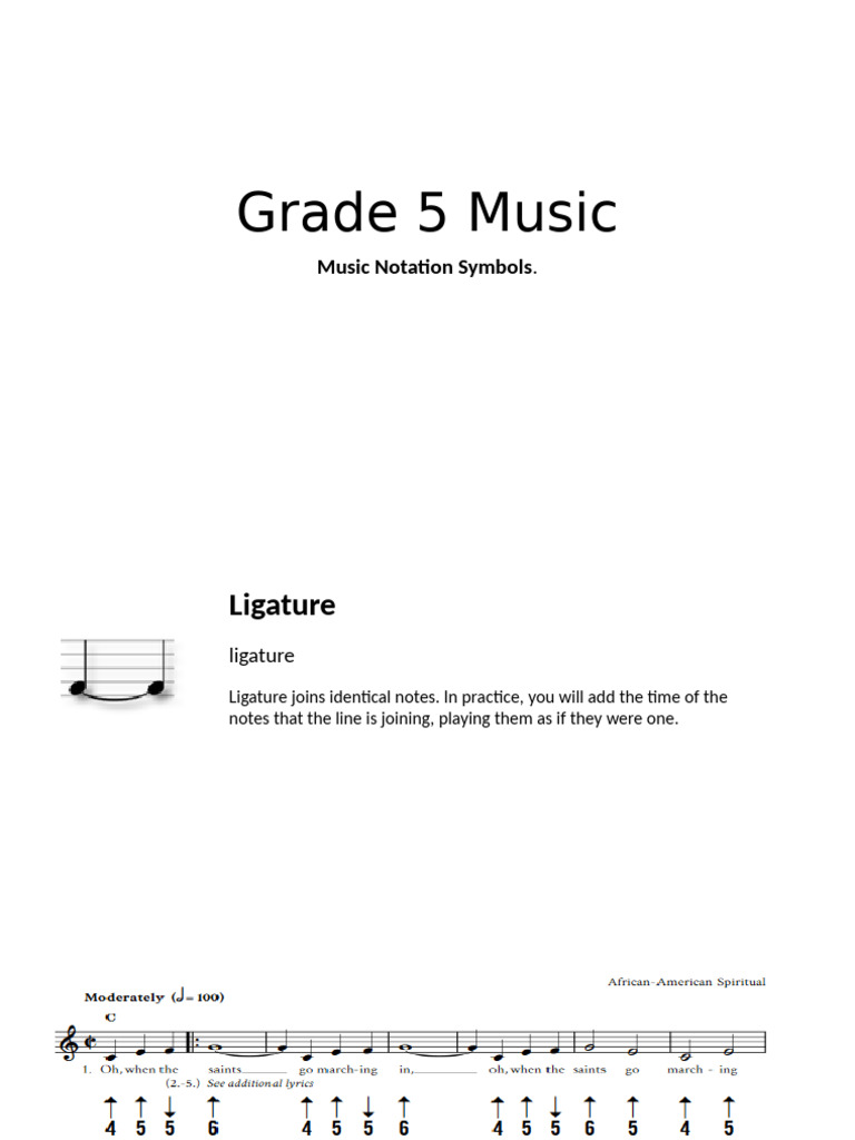 Grade 5 Music Notation Symbols Guide | PDF