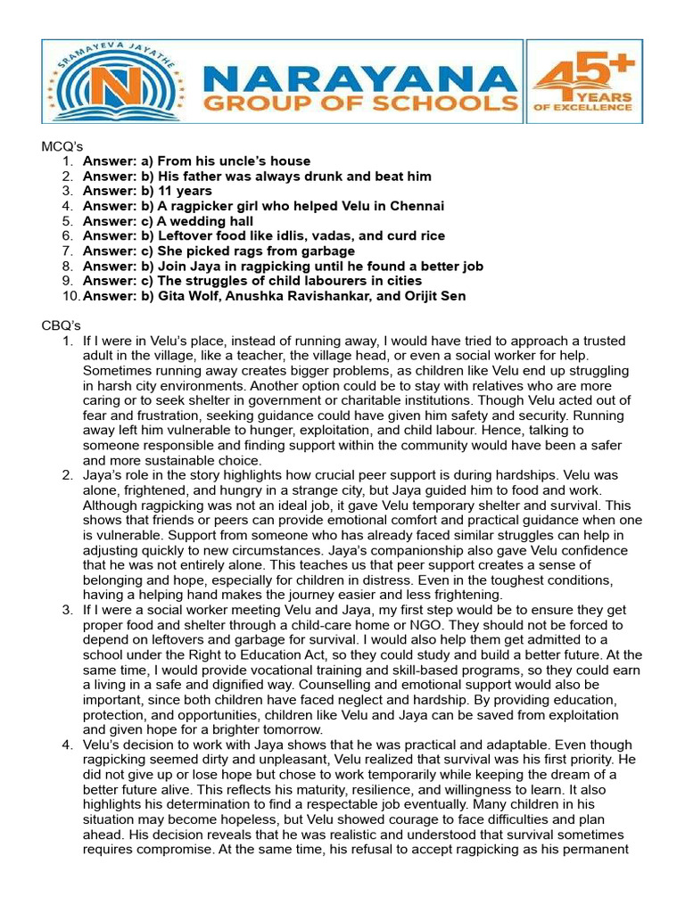 Chldren at Work Answer Key | PDF