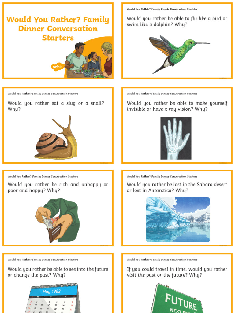 Would You Rather - Family Dinner Conversation Starters | PDF
