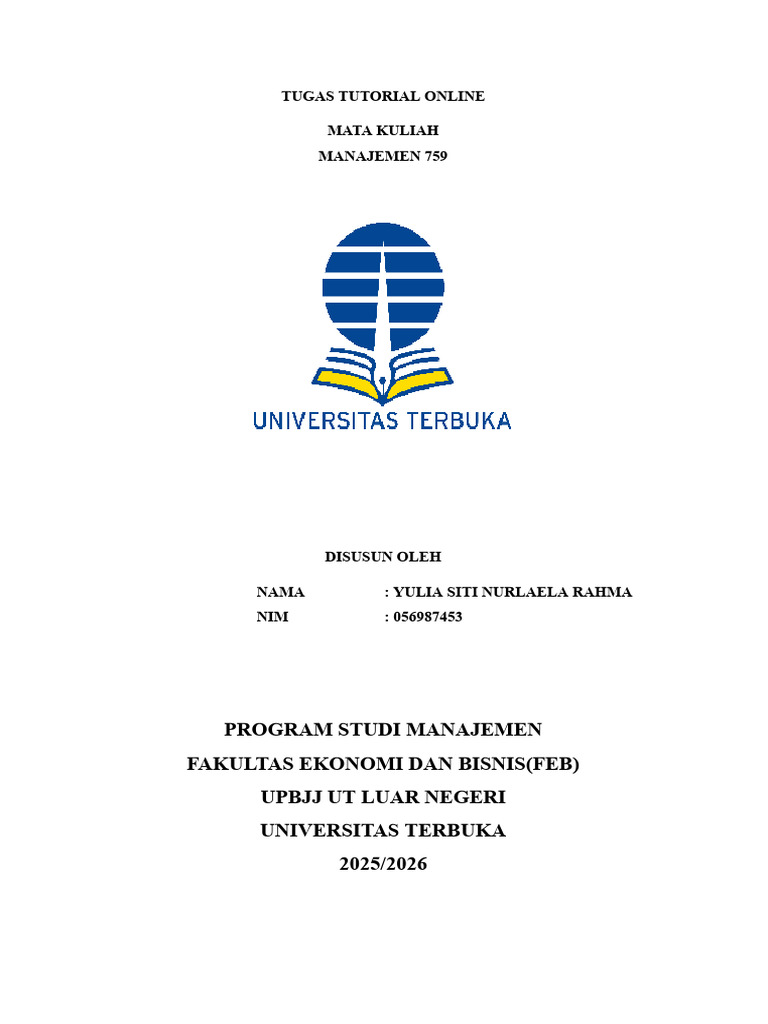 Tugas Tutorial Online Manajemen 759 | PDF