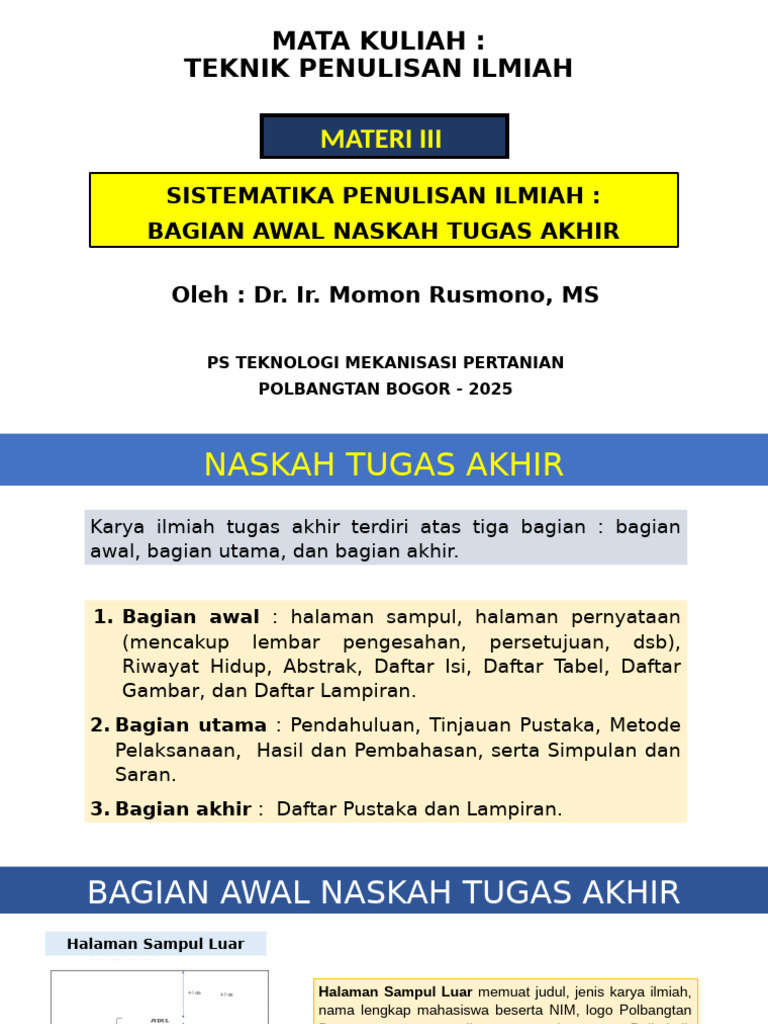 Panduan Penulisan Bagian Awal Tugas Akhir | PDF