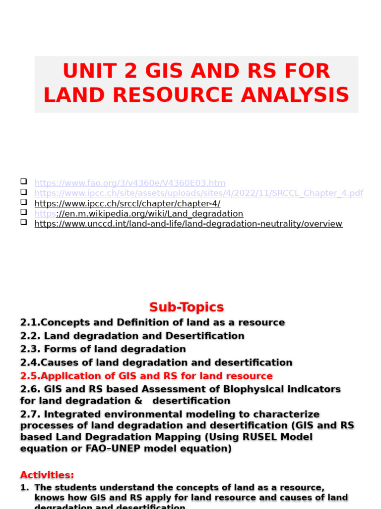 GIS and RS for Land Resource Analysis | PDF | Environmental Degradation ...