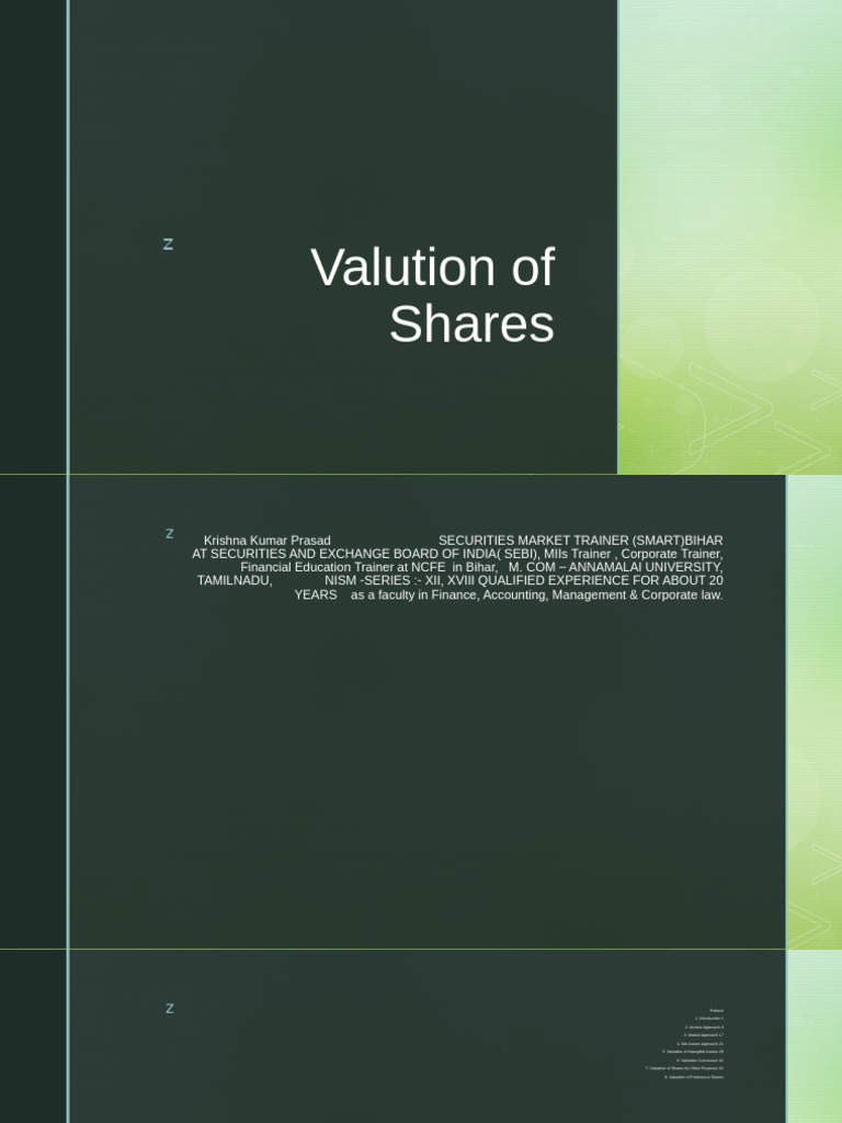 Valution of Shares | PDF