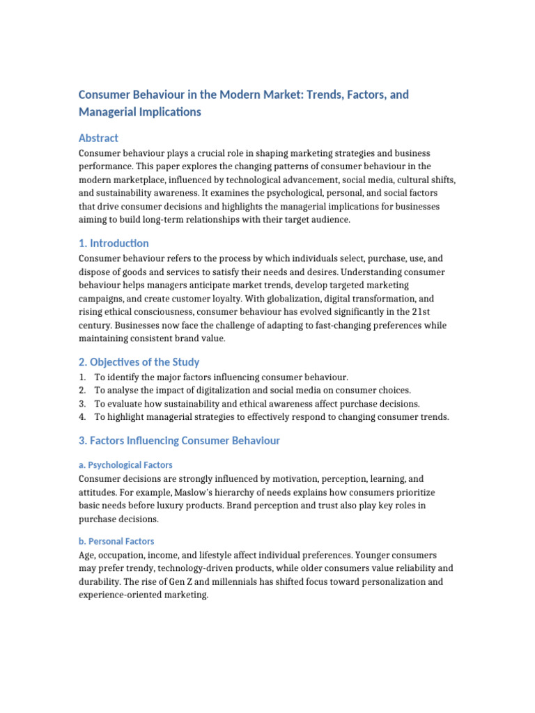 Consumer Behaviour Research Paper | PDF | Consumer Behaviour | Behavior