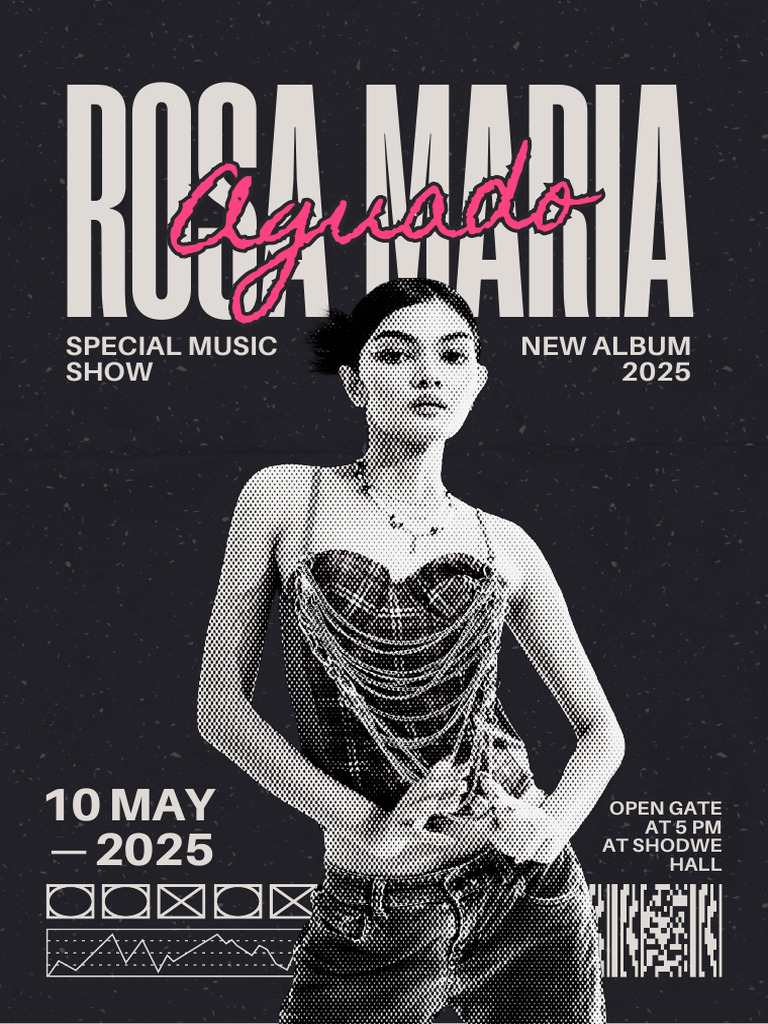 Black White and Pink Brutalist Edgy Music Event Information Poster | PDF