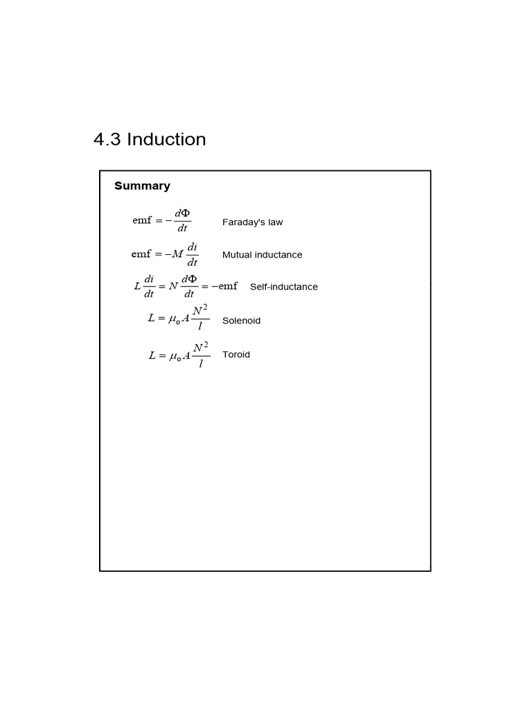 WTM Formula Sheet For Quick Review | PDF | Electromagnetic Induction ...