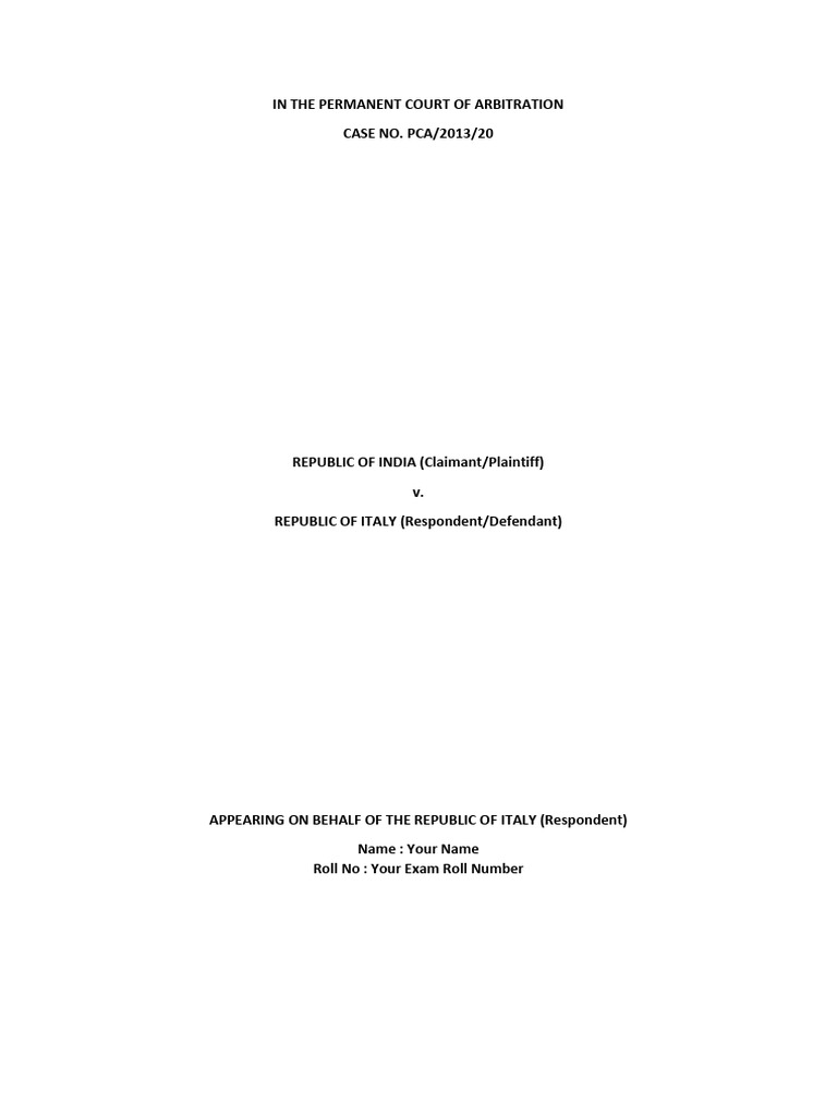 Public International Law Respondent Moot Court Sample | PDF ...