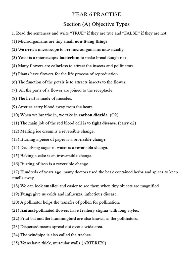 PIPS Year 6-1 (Revision) | PDF | Blood | Heart