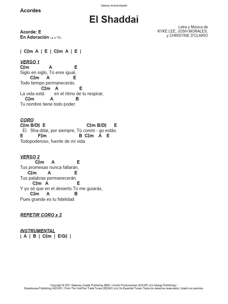 El Shaddai (Christine D'... ) Chord Chart | PDF