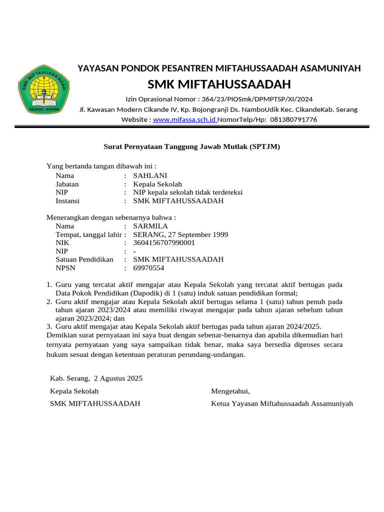 SPTJM_Hasil | PDF