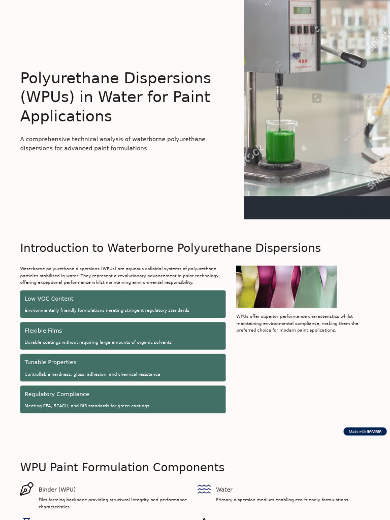 Polyurethane Dispersions WPUs in Water For Paint Applications | PDF ...