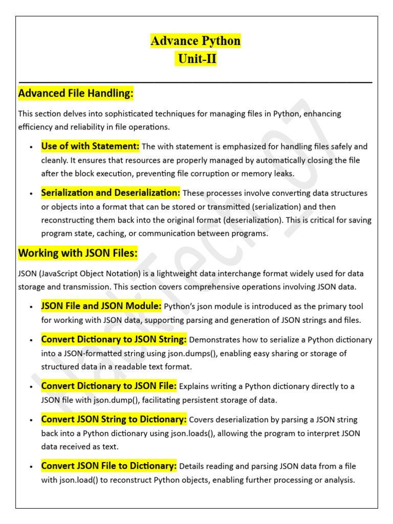 Advance Python B.SC (ECS) - II Unit-II | PDF | Comma Separated Values | Microsoft Excel