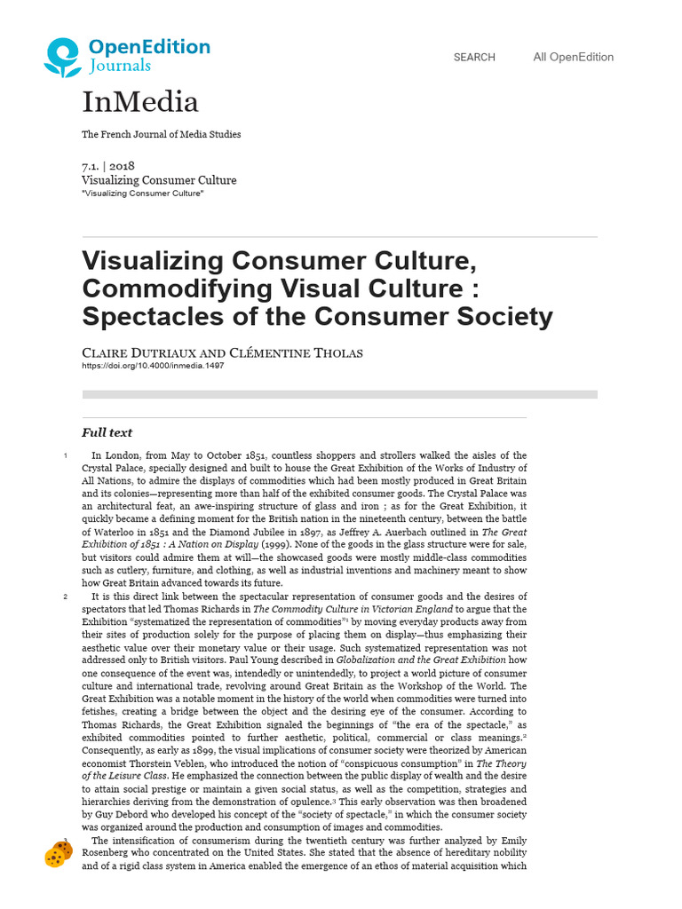 Visualizing Consumer Culture, Commodifying Visual Culture - Spectacles ...