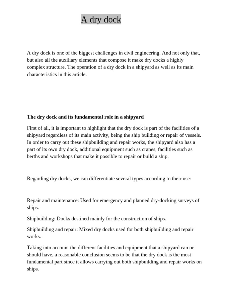 A Dry Dock Is One of The Biggest Challenges in Civil Engineering | PDF ...
