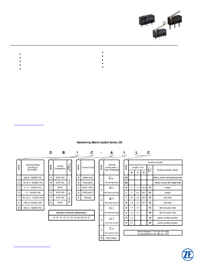 241127-Subminiature DB Microswitch Datasheet | PDF | Switch ...