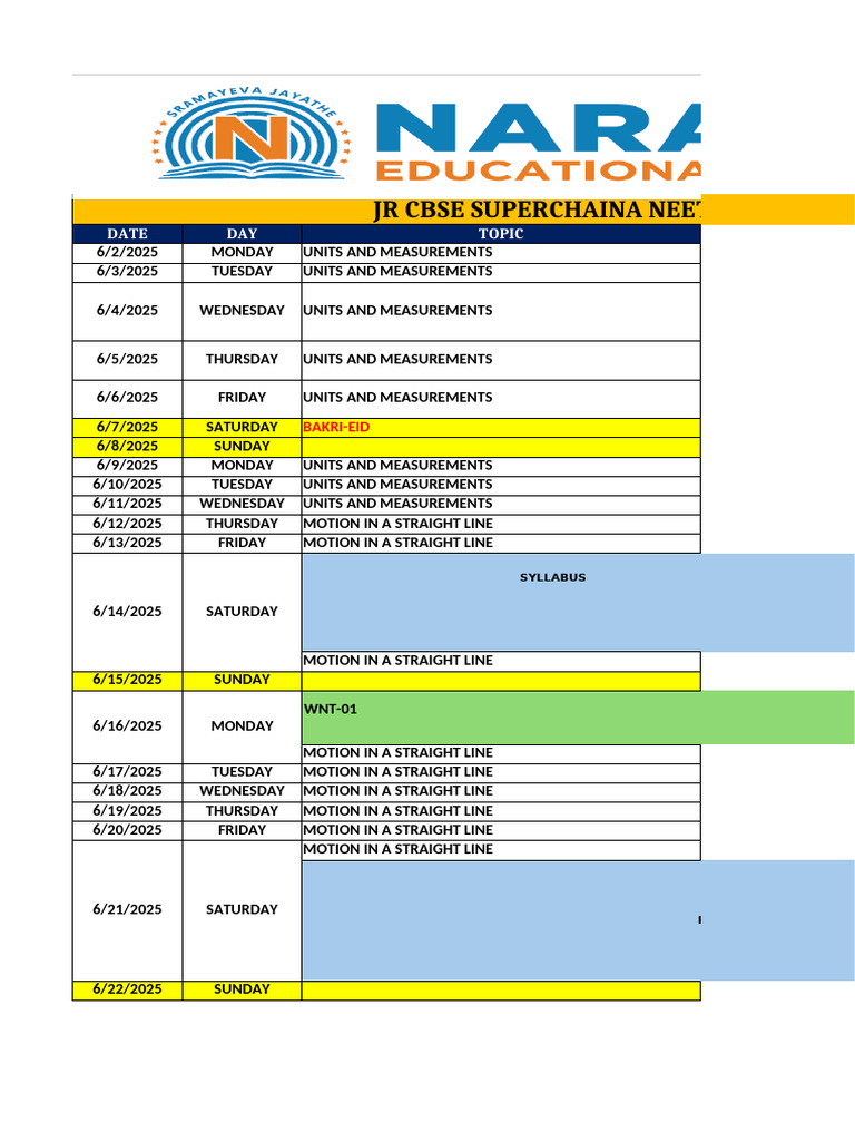 Revised JR Cbse Neet Schedule (Code 22-08-2025) | PDF | Angular ...