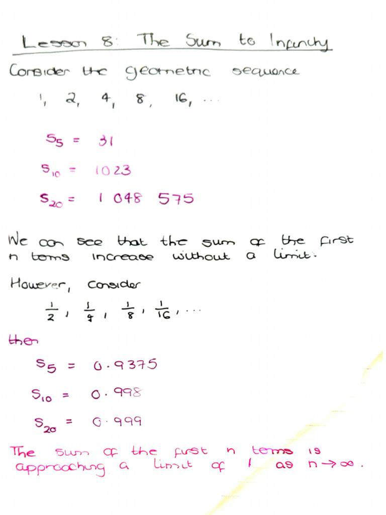 Lesson 8 - Sum To Infinity | PDF