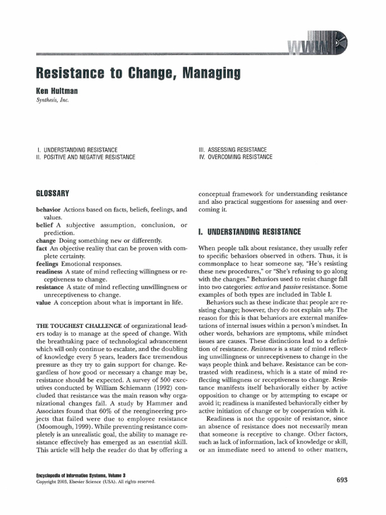 Managing Resistance To Change | PDF