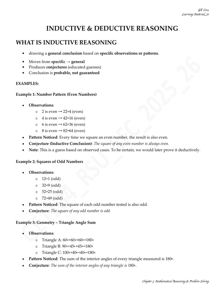 L10 Inductive and Deductive Reasoning 021659 | PDF | Deductive Reasoning | Inductive Reasoning