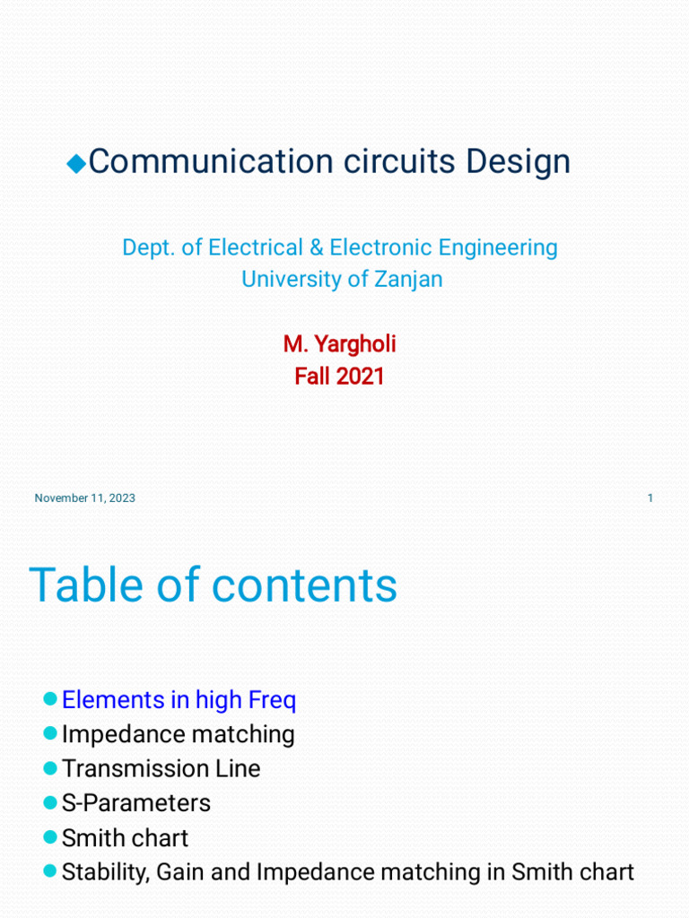 Communication Circuits Design Overview | PDF | Transmission Line ...