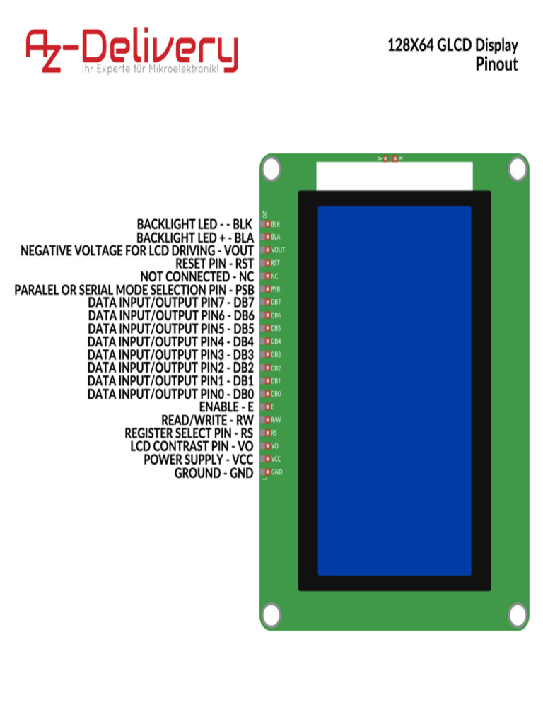 128X64 GLCD Display - Pinout | PDF