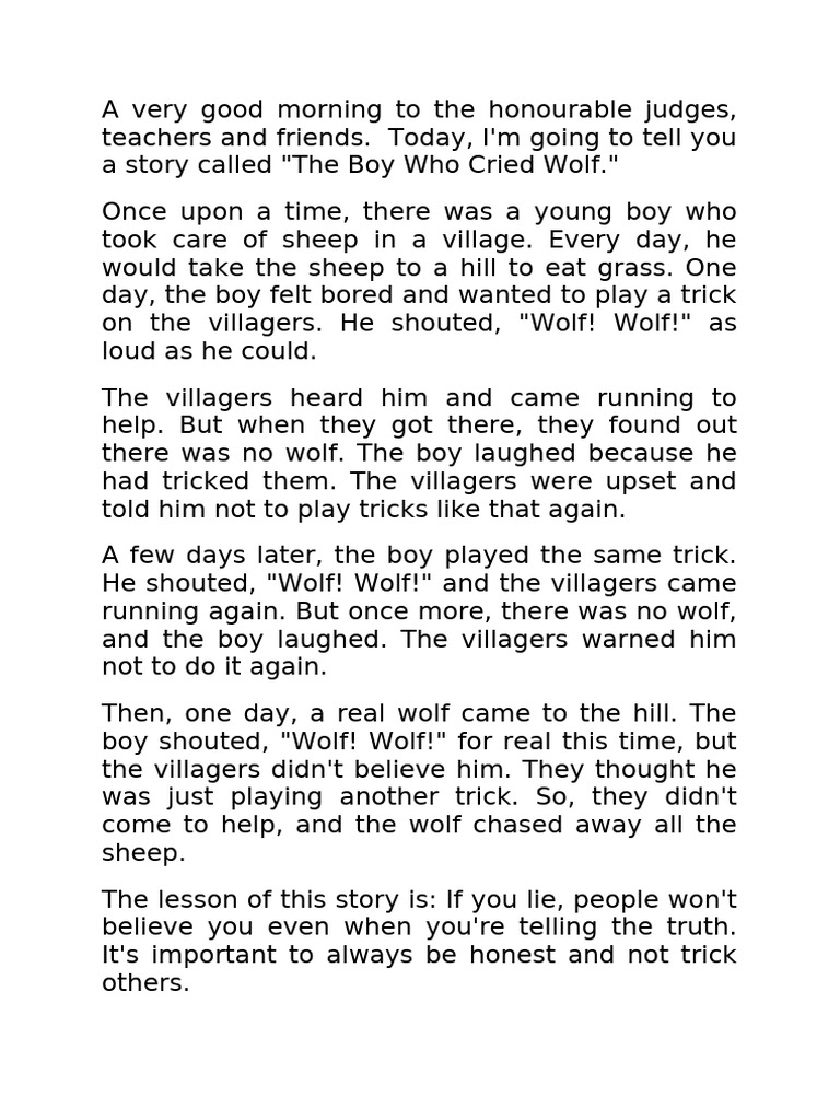 The Boy Who Cried Wolf | PDF
