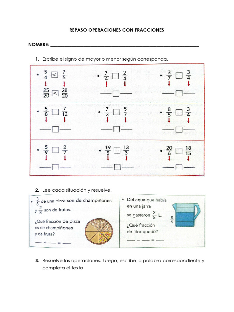 Repaso Operaciones Con Fracciones | PDF