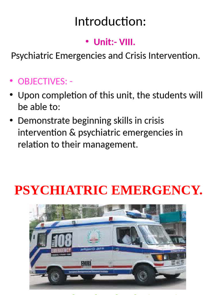 Psychiatric Emergencies & Crisis Management | PDF | Psychiatry | Mental ...