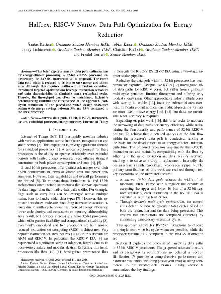 RISC-V 16-Bit Data Path Optimization | PDF | Central Processing Unit ...