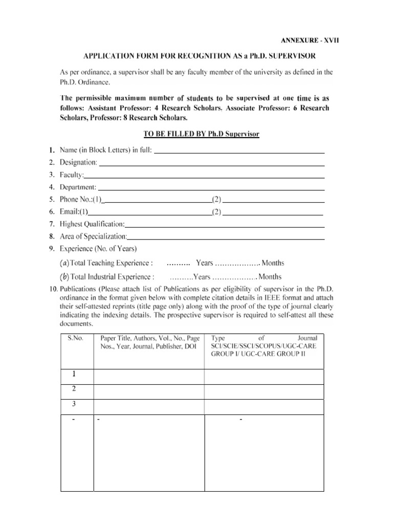 Supervisor Form | PDF