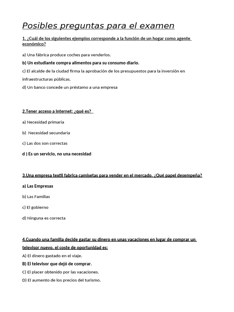 5.posibles Preguntas para El Examen | PDF