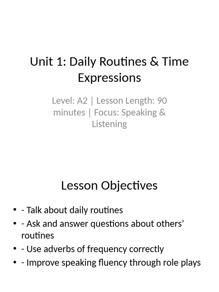 Daily Routines & Time Expressions A2 | PDF