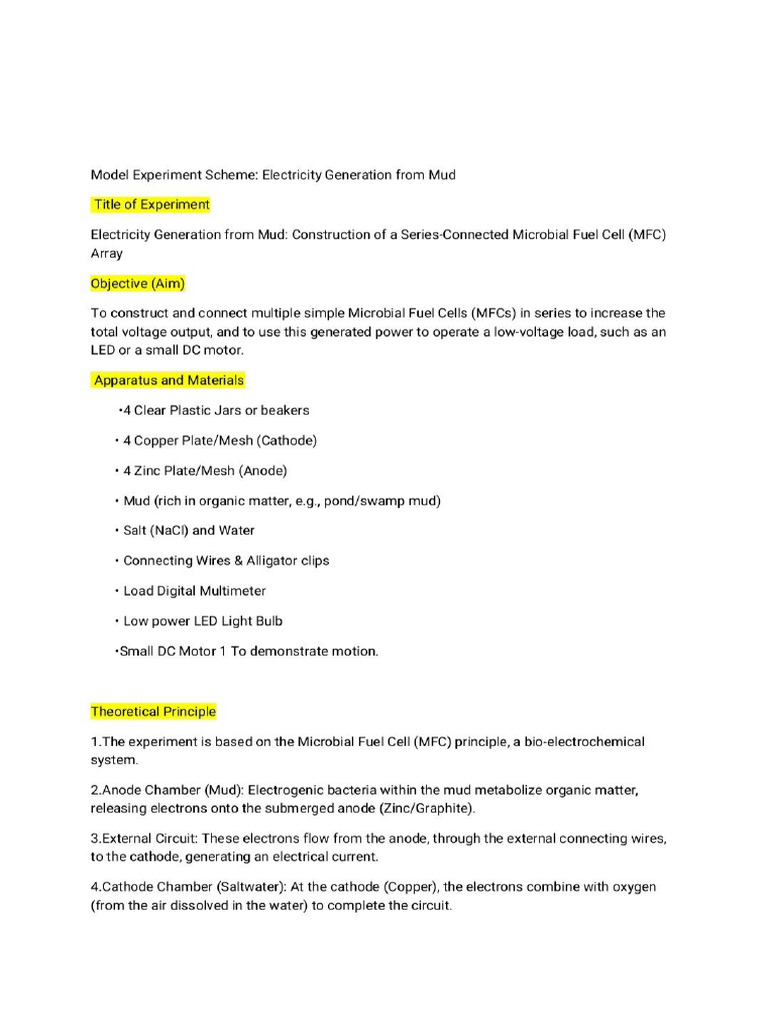 Microbial Fuel Cell Project | PDF