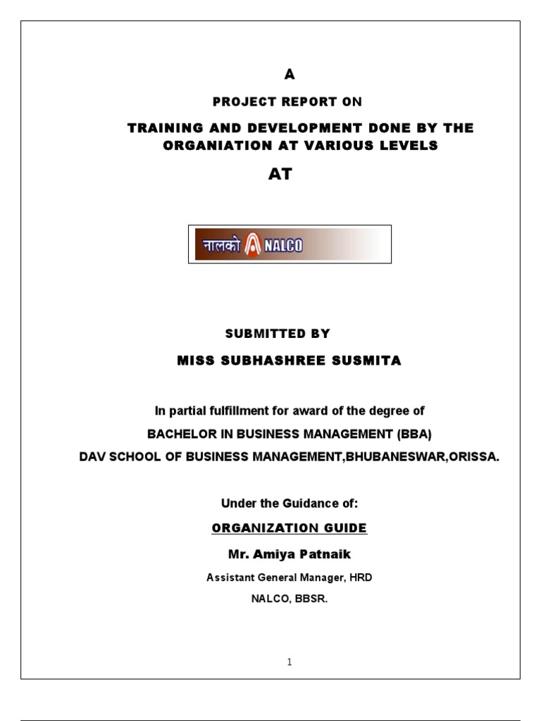 Training and Development in NALCO (Final Report) | PDF | Employment ...