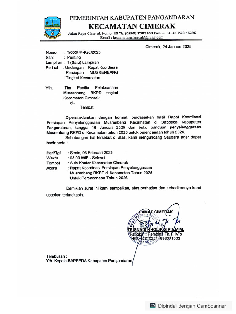 Undangan Persiapan Musrenbang | PDF