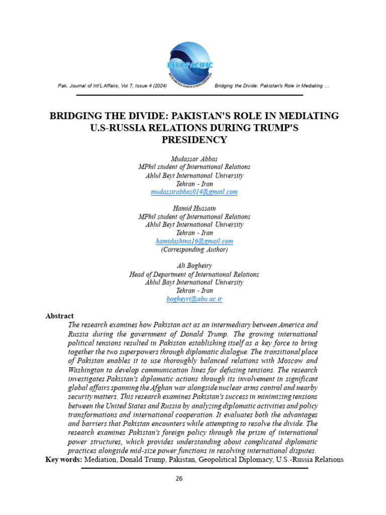 3 Bridging The Divide Pakistans Role in Mediating U.S Russia Relations ...